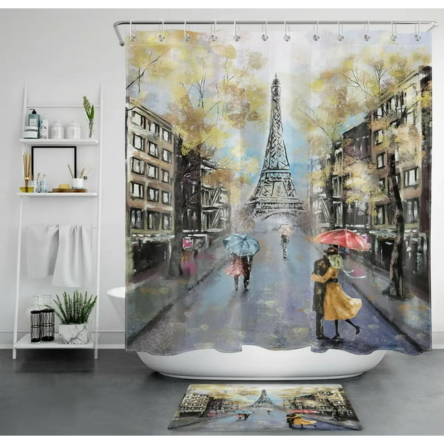 Dreamy Parisian Watercolor Shower Curtain - Transform Your Bathroom ... Dreamy Parisian Watercolor Shower Curtain - Transform Your Bathroom ...