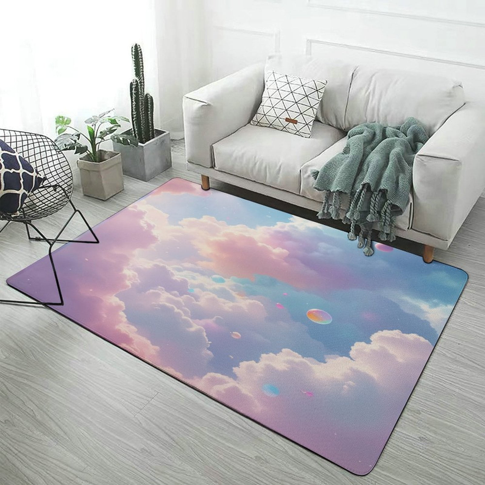 Dreamy Pastel Clouds Sky Area Rugs Soft Carpet Suitable for Living Room ...