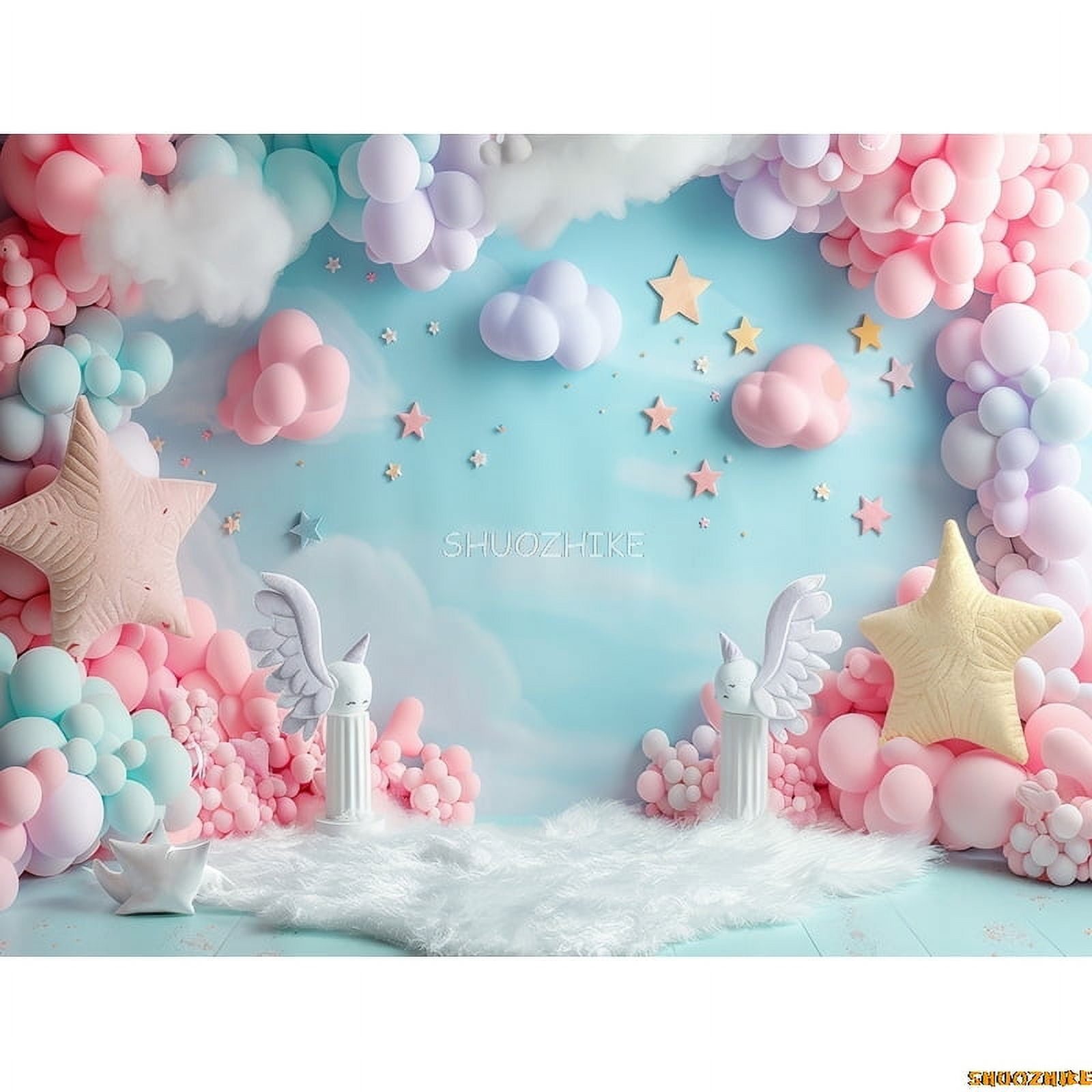 Dreamy Pink Floral Frame Birthday Photography Backdrops Props Baby ...