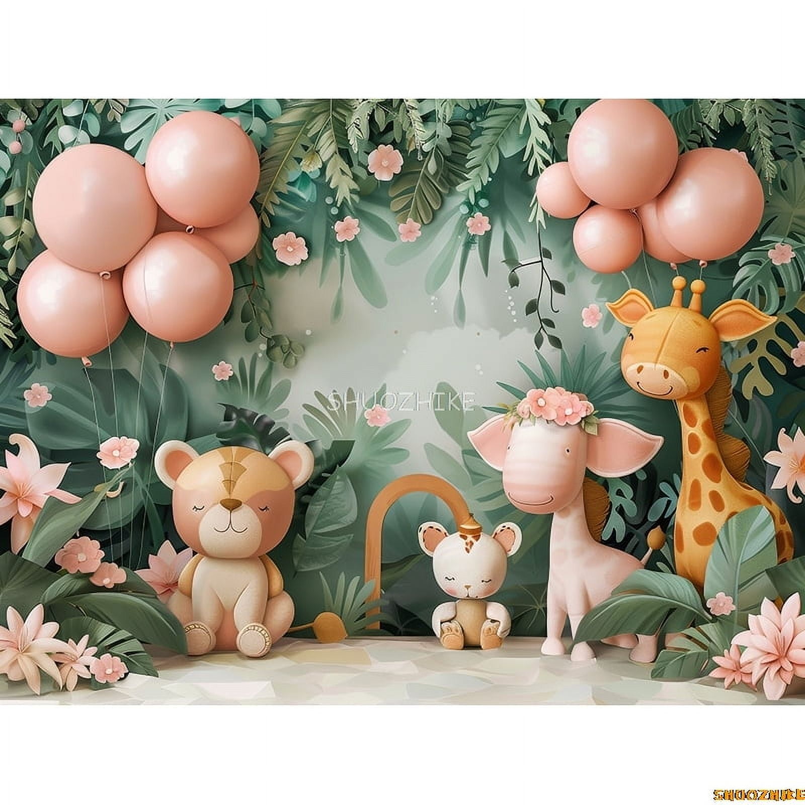 Dreamy Pink Floral Frame Birthday Photography Backdrops Props Baby ...