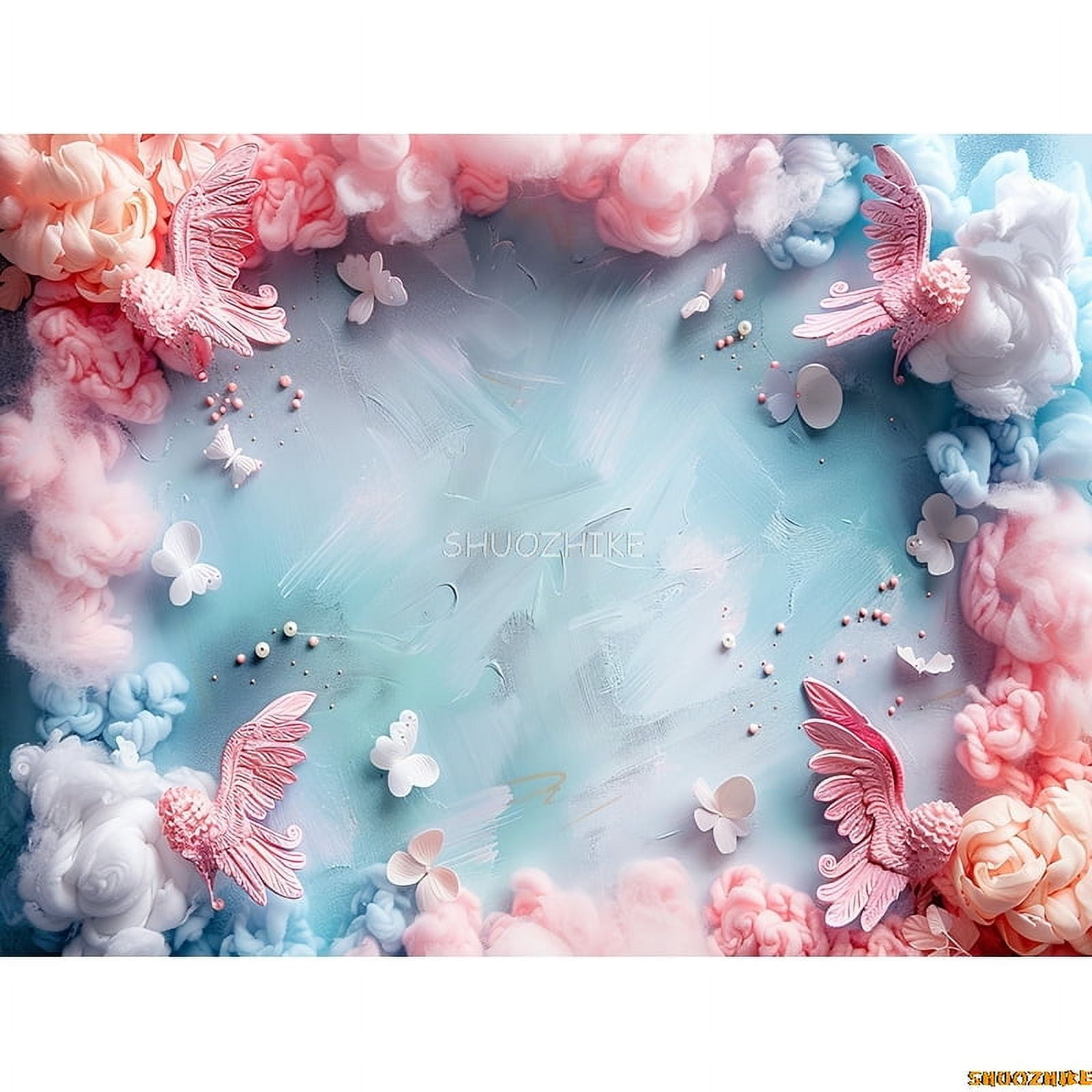 Dreamy Pink Floral Frame Birthday Photography Backdrops Props Baby ...
