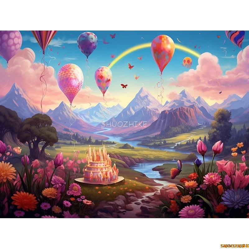 Dreamy Pink Floral Frame Birthday Photography Backdrops Props Baby ...