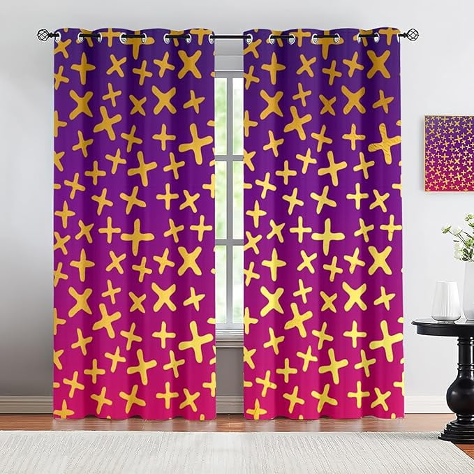 Dreamy Purple Blackout Curtains, Abstract Starry Sky Curtains, Golden ...
