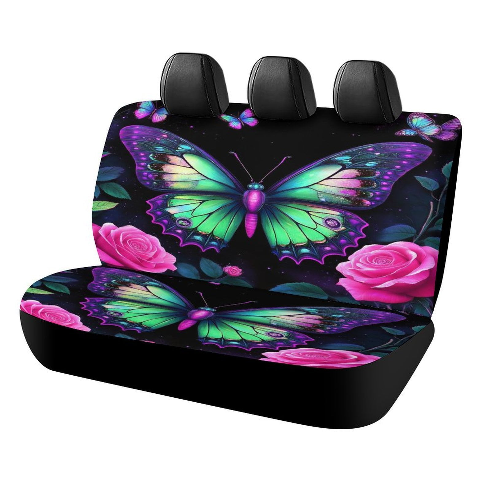 Dreamy Purple Butterfly Pattern (10)-2 Car Rear Seat Covers,Bench Back ...