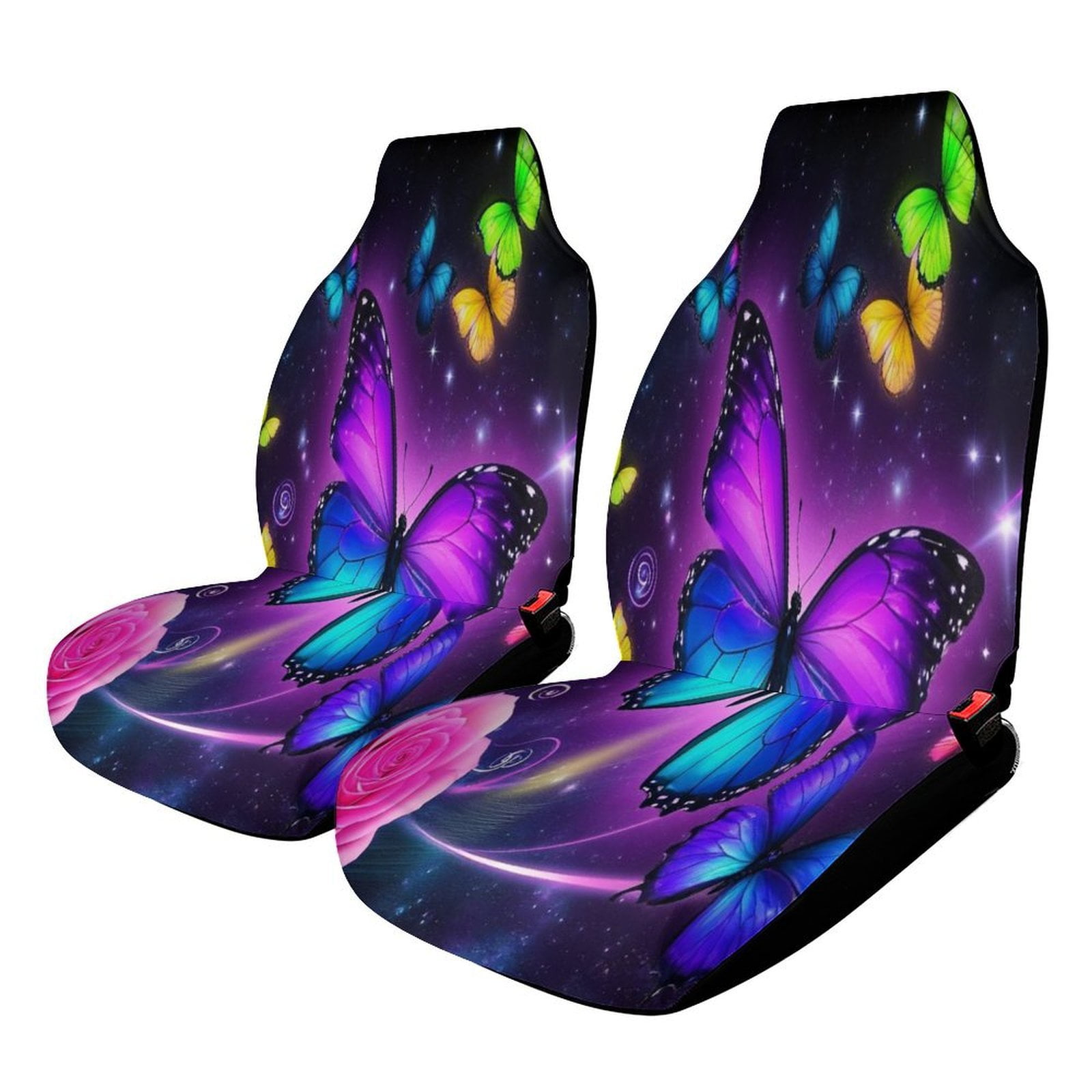 Dreamy Purple Butterfly Pattern (103)-2 Set of 2 Car Seat Covers Seat ...