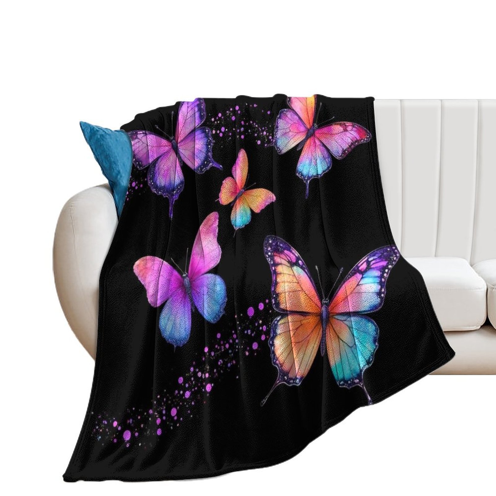 Dreamy Purple Butterfly Pattern (105)-1 Blanket Throw Blankets Warm ...