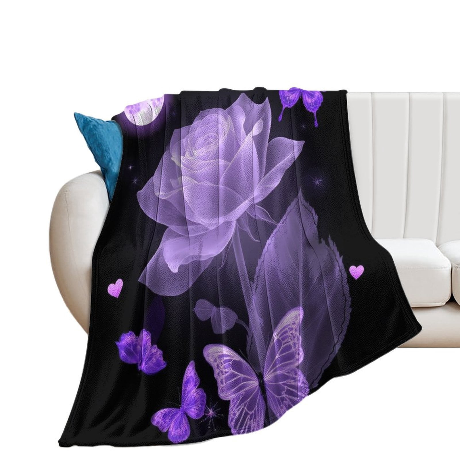 Dreamy Purple Butterfly Pattern (108)-1 Blanket Throw Blankets Warm ...