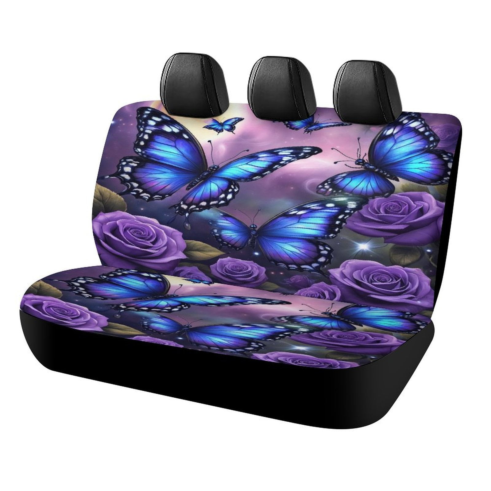 Dreamy Purple Butterfly Pattern (29)-1 Car Rear Seat Covers,Bench Back Seat Cover , Easy to ...