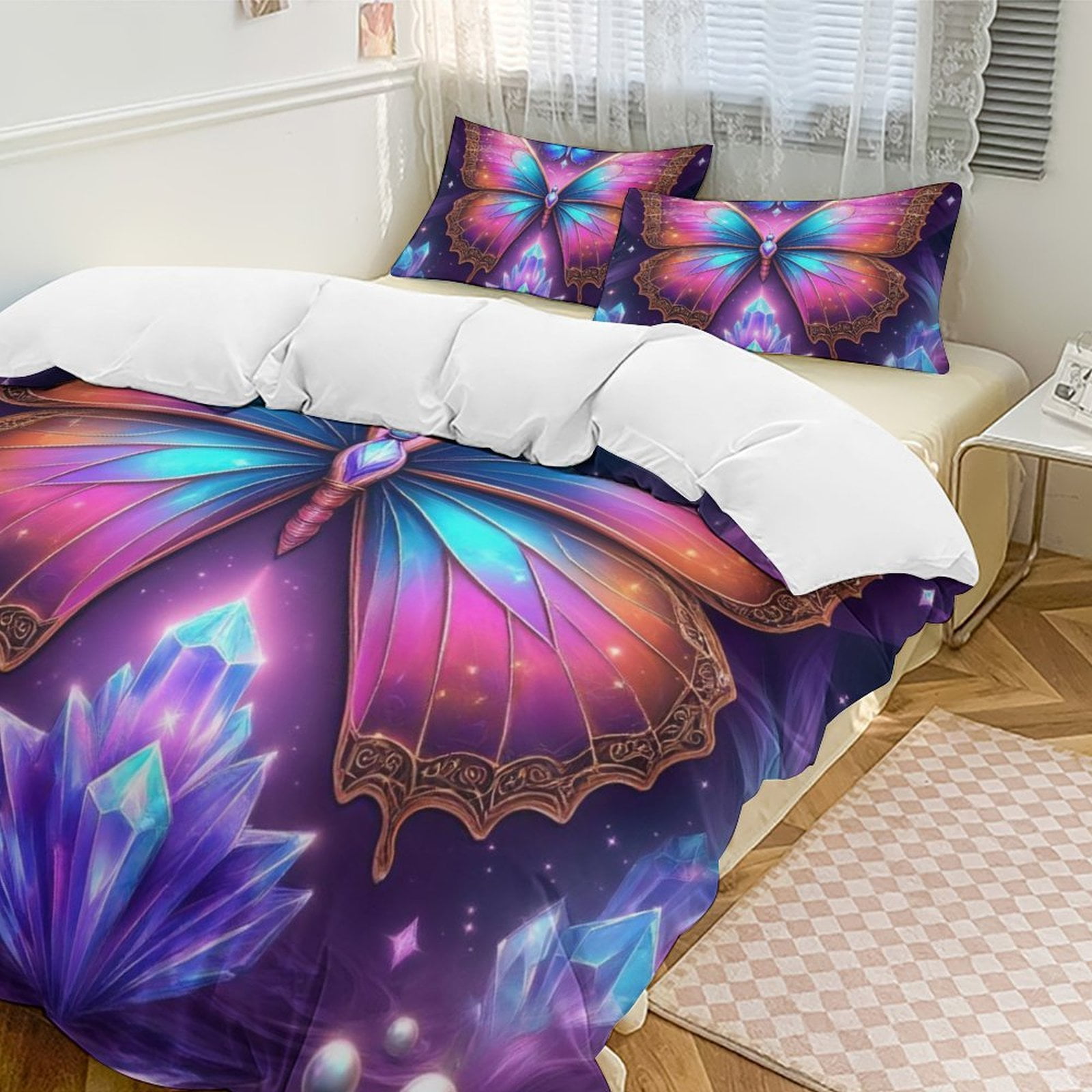 Dreamy Purple Butterfly Pattern (32)-2 Set Duvet Cover Themed Multicolor Polyester Bedding Set ...
