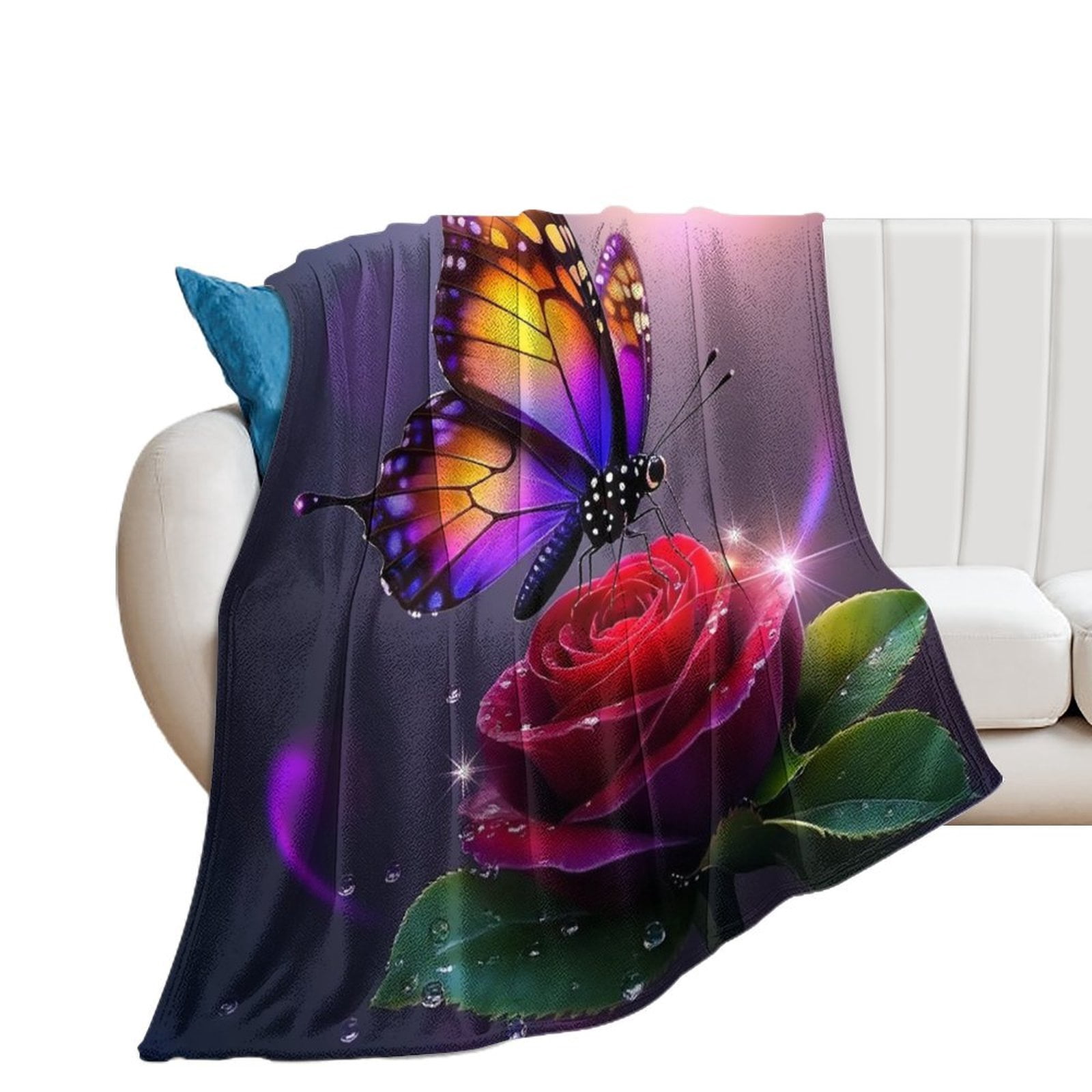 Dreamy Purple Butterfly Pattern (36)-2 Blanket Throw Blankets Warm Cozy ...