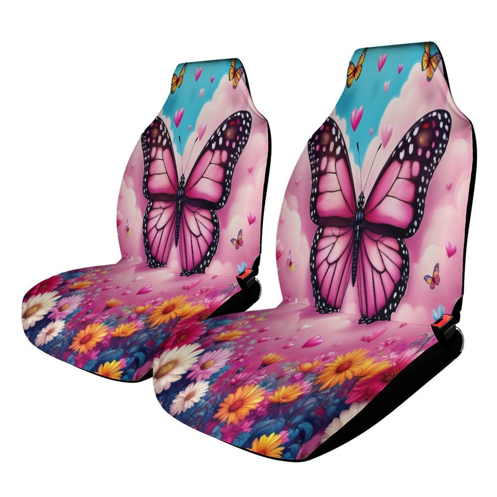 Dreamy Purple Butterfly Pattern (6)-1 Set of 2 Car Seat Covers Seat for ...