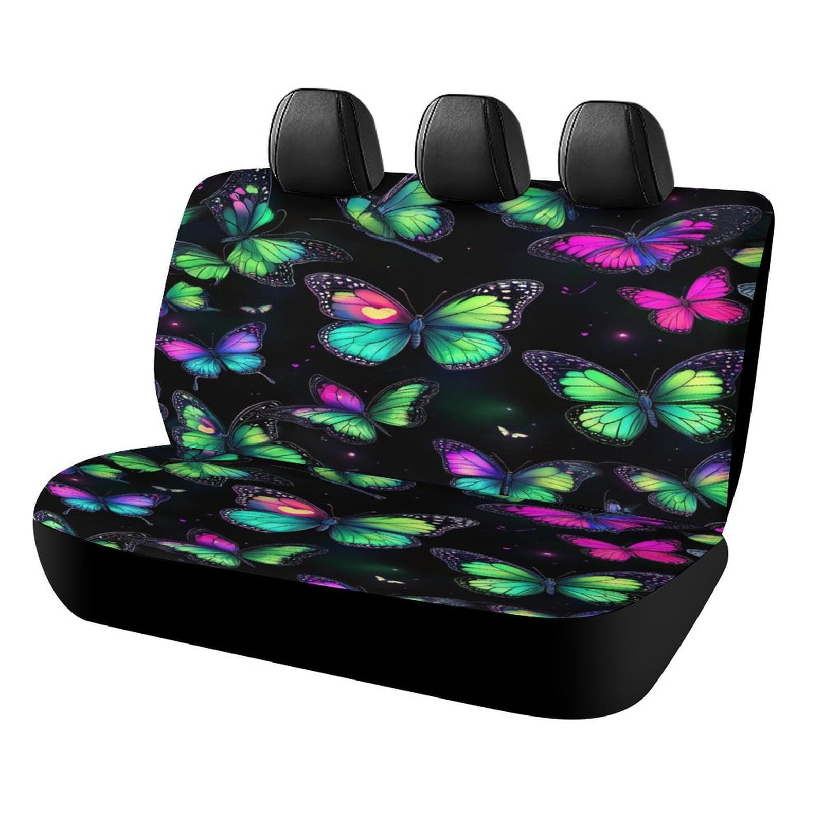 Dreamy Purple Butterfly Pattern (61)-2 Car Rear Seat Covers,Bench Back ...