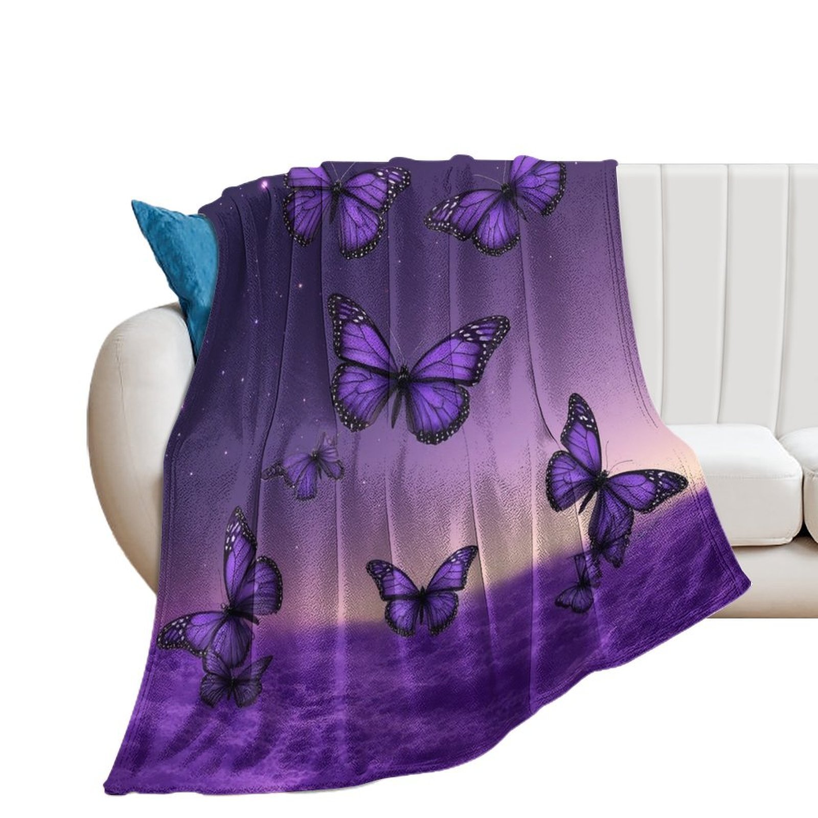 Dreamy Purple Butterfly Pattern (64)-1 Blanket Throw Blankets Warm Cozy ...