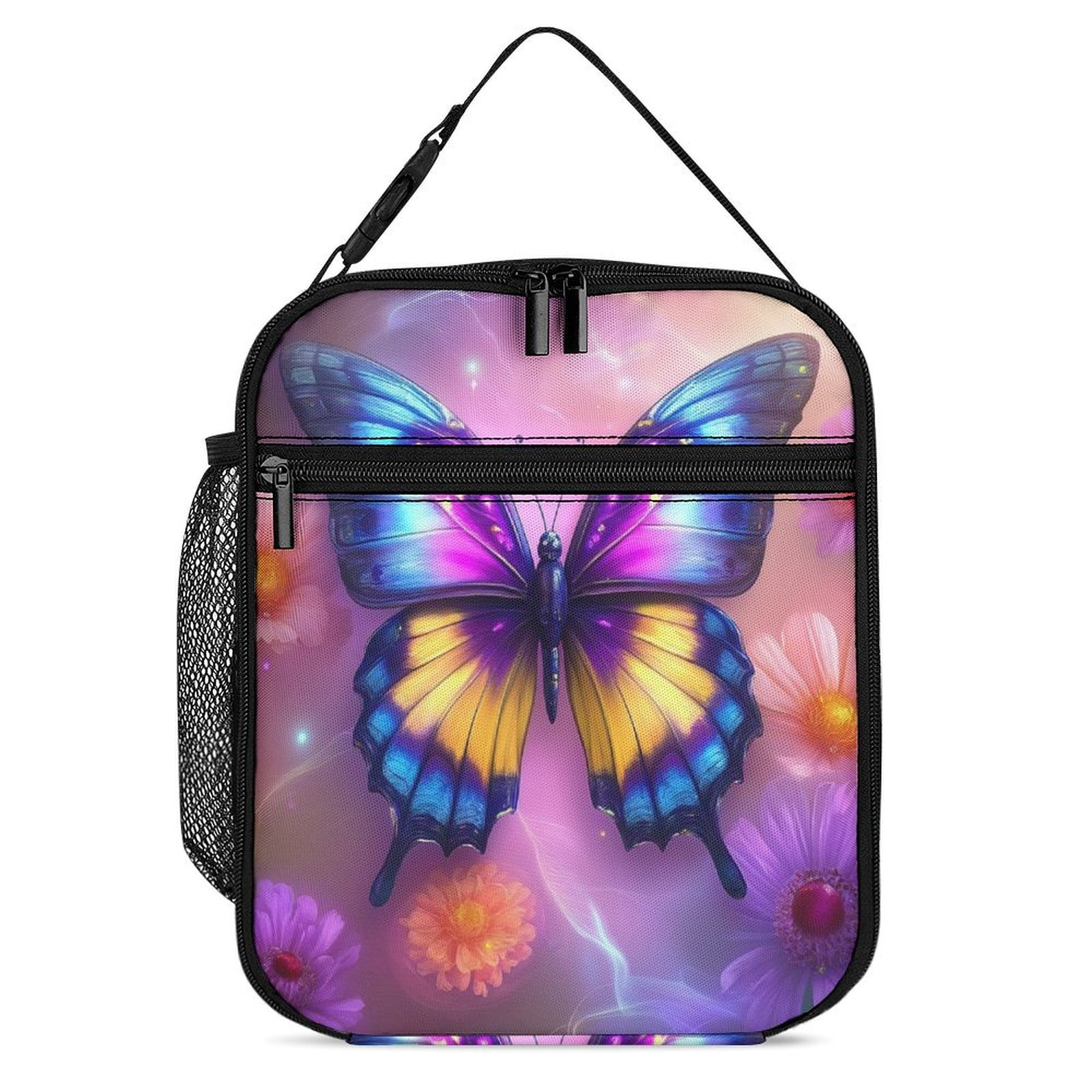 Dreamy Purple Butterfly Pattern (95)-1 Insulated Lunch Box Thermal Bag ...