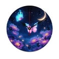 Dreamy Purple Butterfly Pattern Bedroom Wall Clock Large Modern Kitchen ...