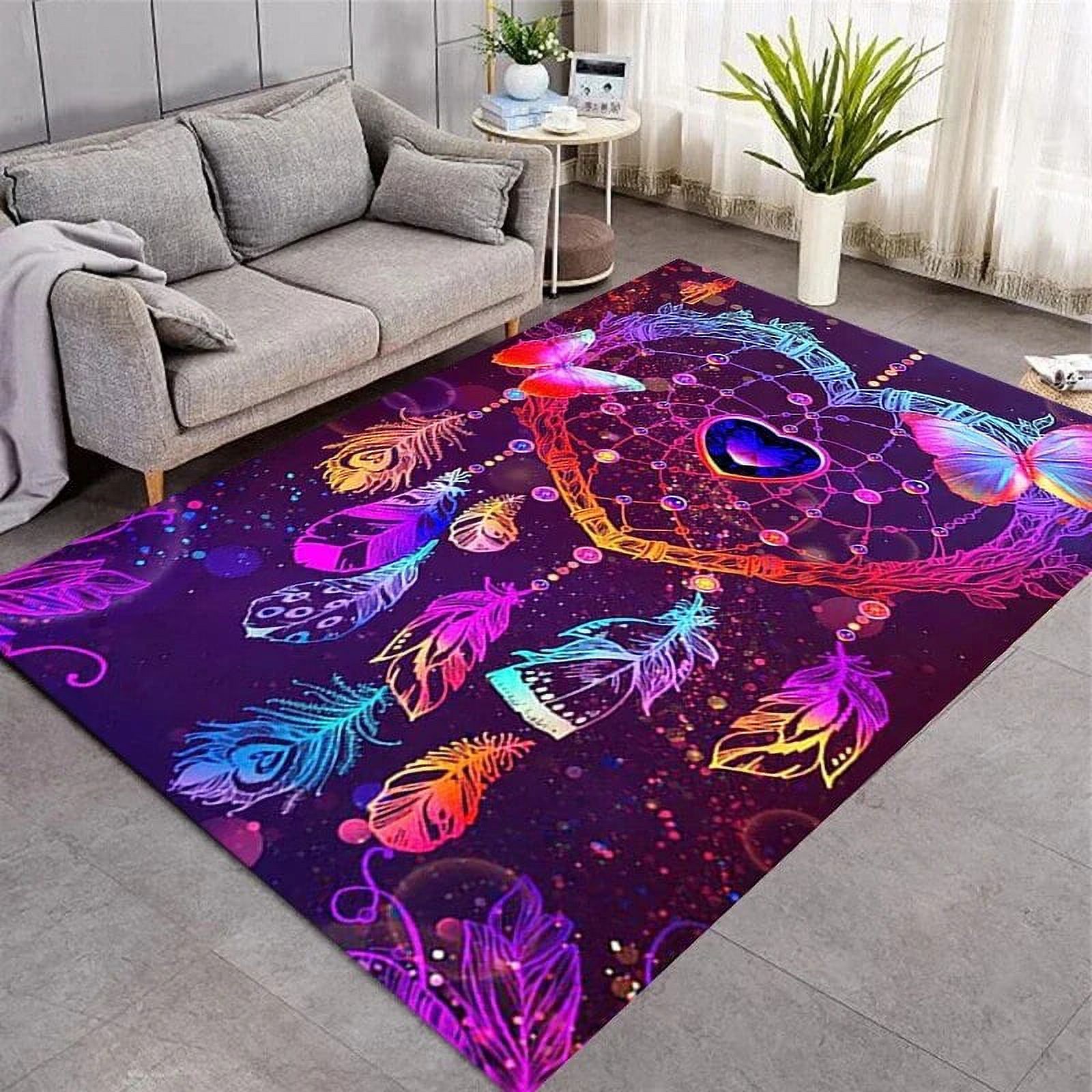 Dreamy Purple Butterfly Pattern Carpets for Living Room Bedroom Area ...