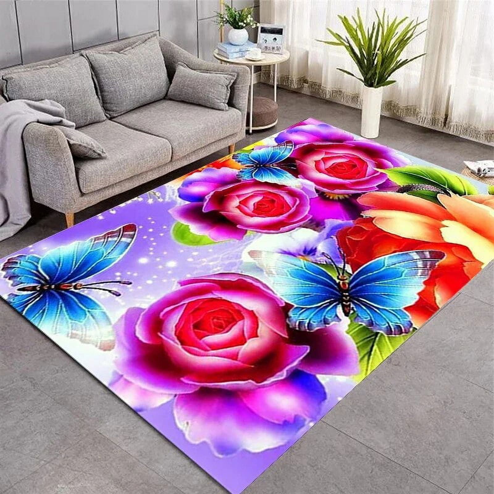 Dreamy Purple Butterfly Pattern Carpets for Living Room Bedroom Area ...