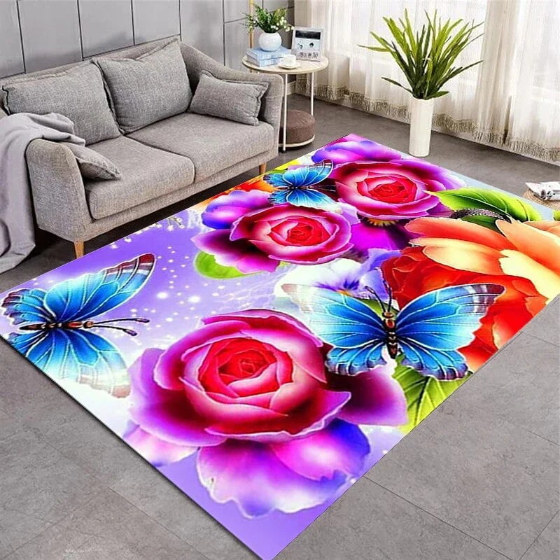 Dreamy Purple Butterfly Pattern Carpets for Living Room Bedroom Area ...