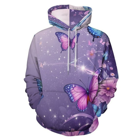 Dreamy Purple Butterfly Pattern Men's Women Vintage 3D Hooded ...