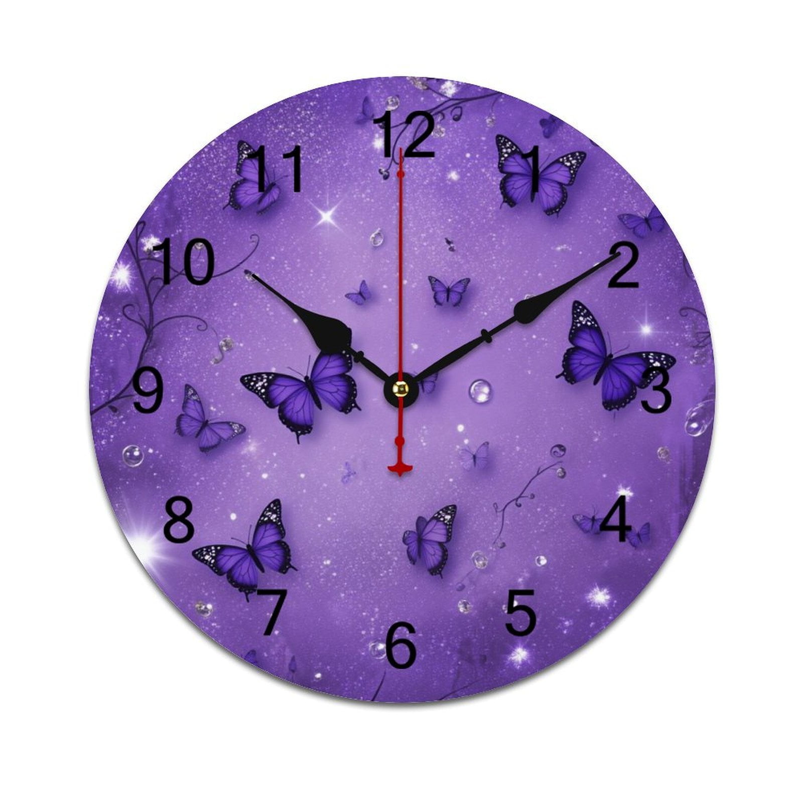 Dreamy Purple Butterfly Pattern Word Saying Big Wall Clock Home Decor ...