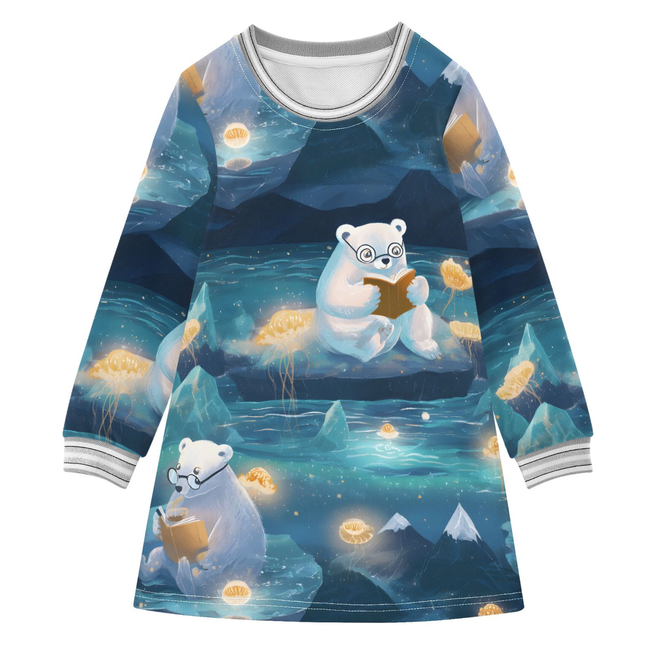 Dreamy Reading Lambs Girls'long-sleeved dress Thickened A-dress Warm ...