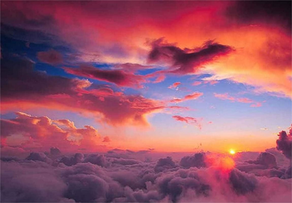 Dreamy Red Cloud Sky Backdrop Photography Evening Sunset Scene ...