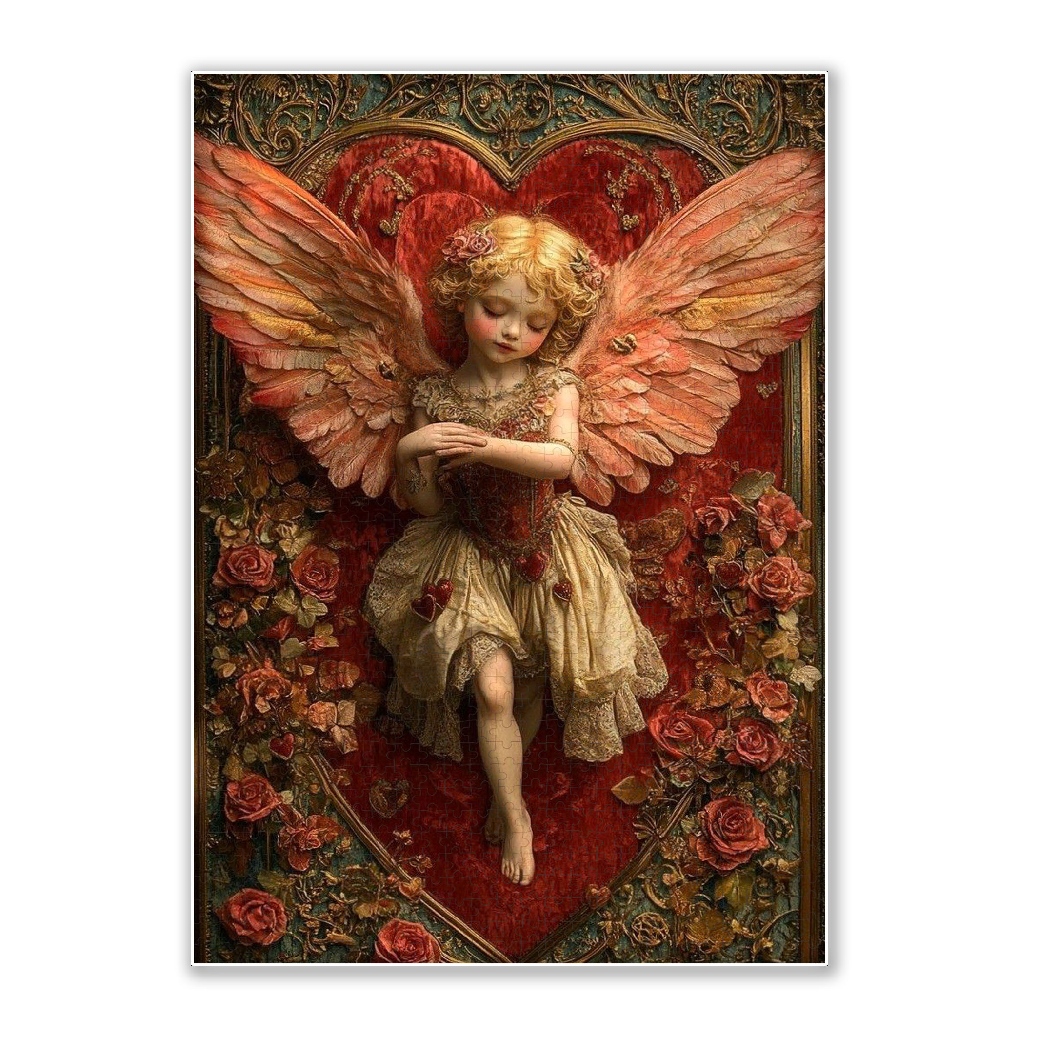 Dreamy Romantic Angel-Rose Love Heart Relief Art 500 Piece Adult Jigsaw ...