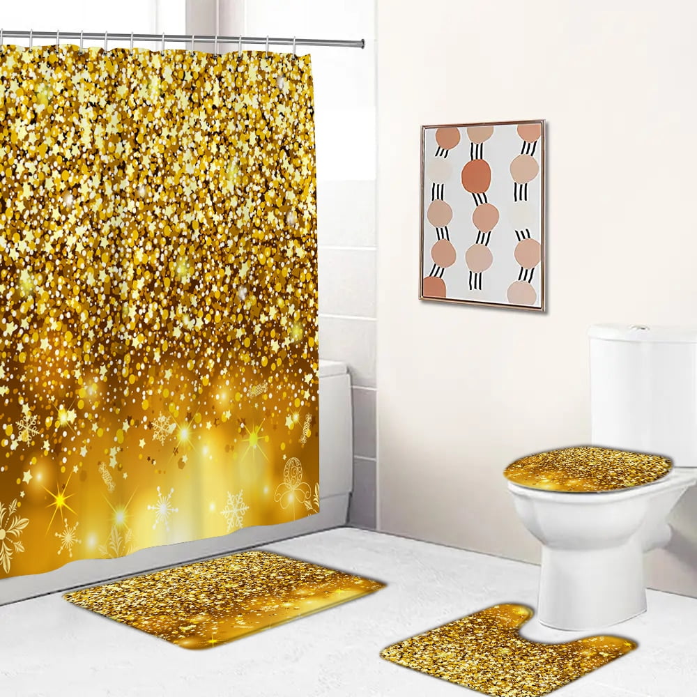 Dreamy Shiny Shower Curtain Crack Gold Texture Shining Starlight