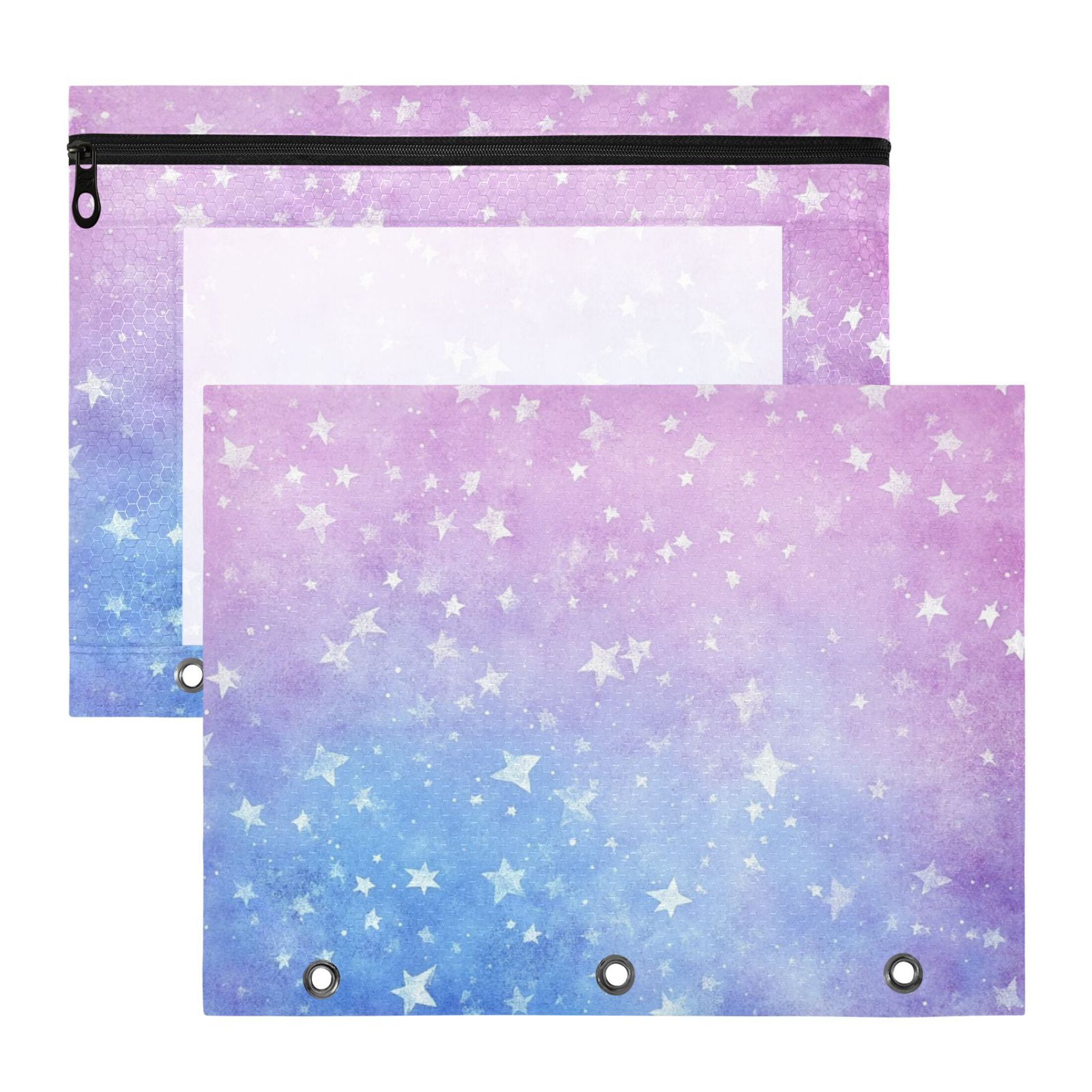 Dreamy Sky with Many Stars 3-Ring Binder Pouches A4 Size Zipper Pocket ...