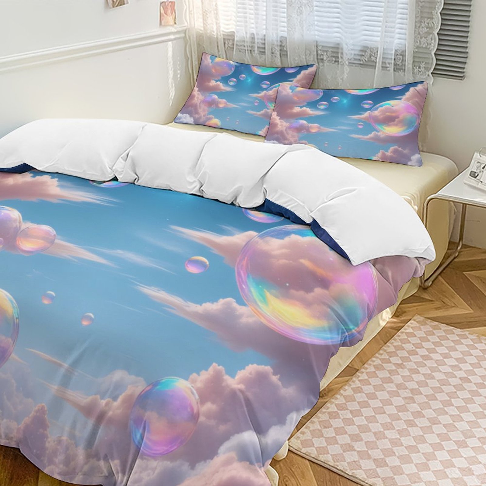 Dreamy Sky with Soap Bubbles Duvet Cover Set Themed Multicolor ...