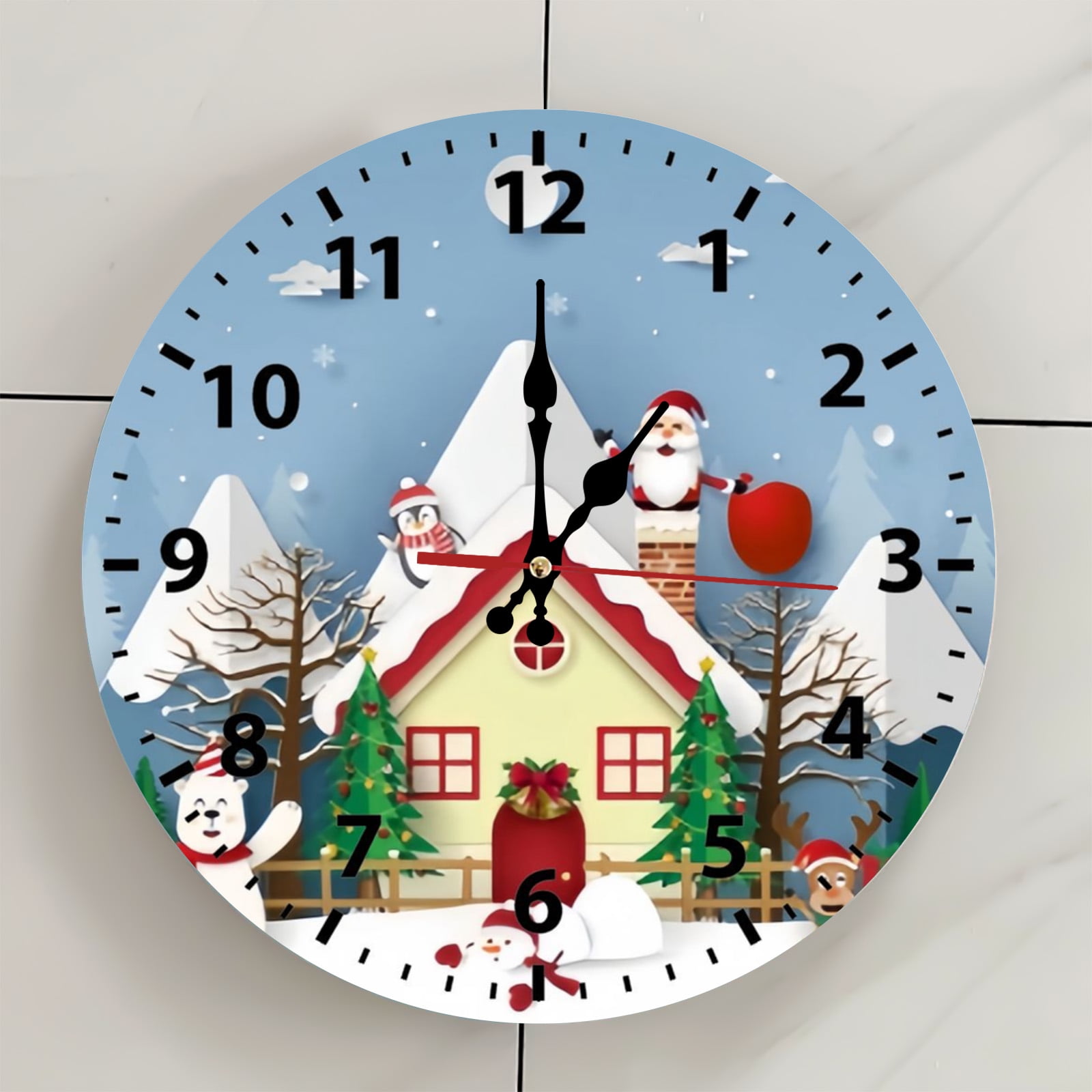 Dreamy Snowscape Style Wall Clock - 12 Inch Wooden Art Hanging Clock ...