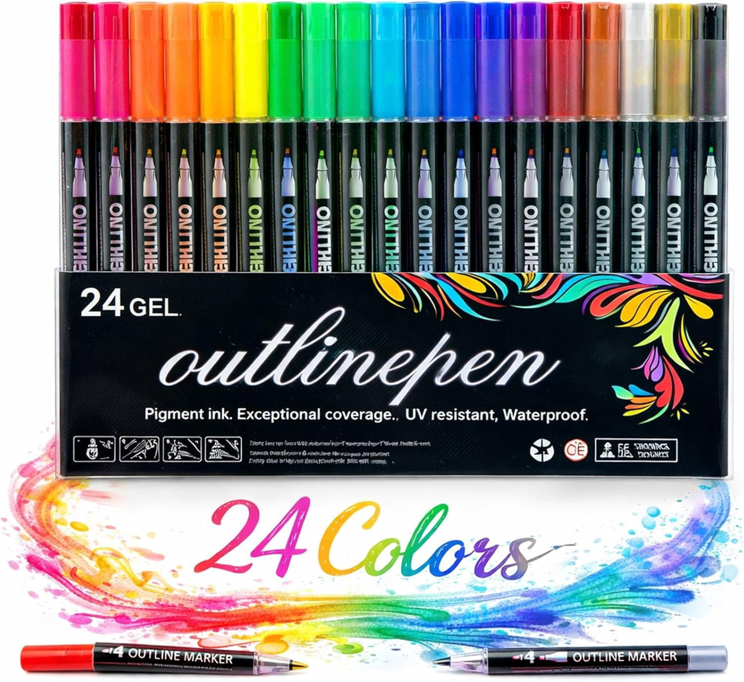 Dreamy Sparkle Dual-Line Contour Pen,8/12/24/36/48/60 Colors Outline ...