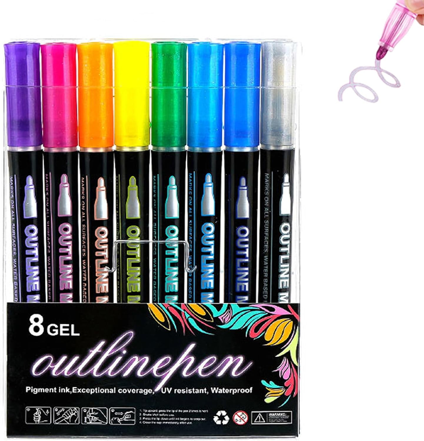 Dreamy Sparkle Dual-Line Contour Pen, Double Line Outline Markers ...
