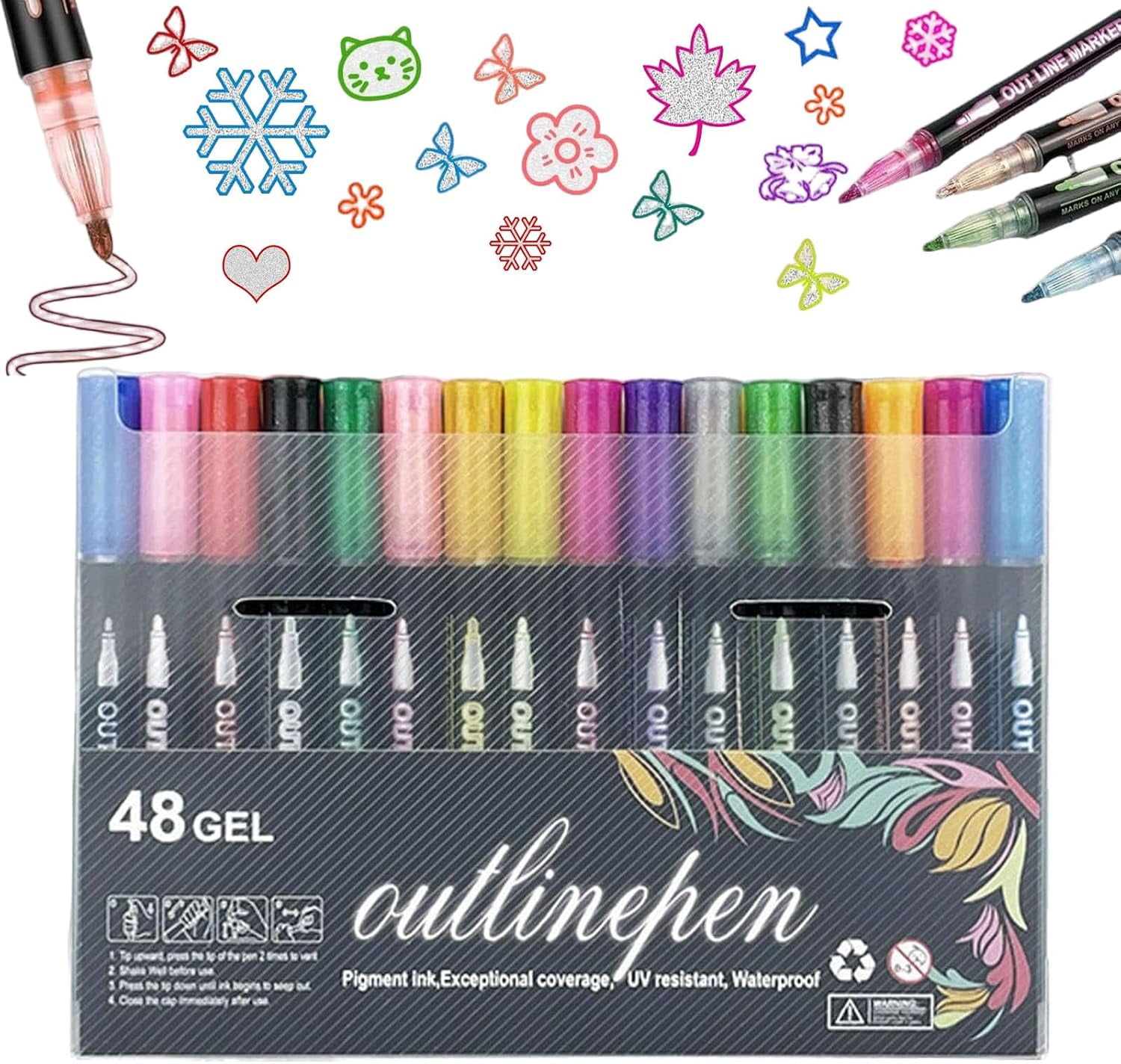 Dreamy Sparkle Dual-Line Contour Pen, Double Line Super Squiggles ...