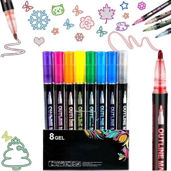Dreamy Sparkle Dual-Line Contour Pen, Double Line Super Squiggles ...