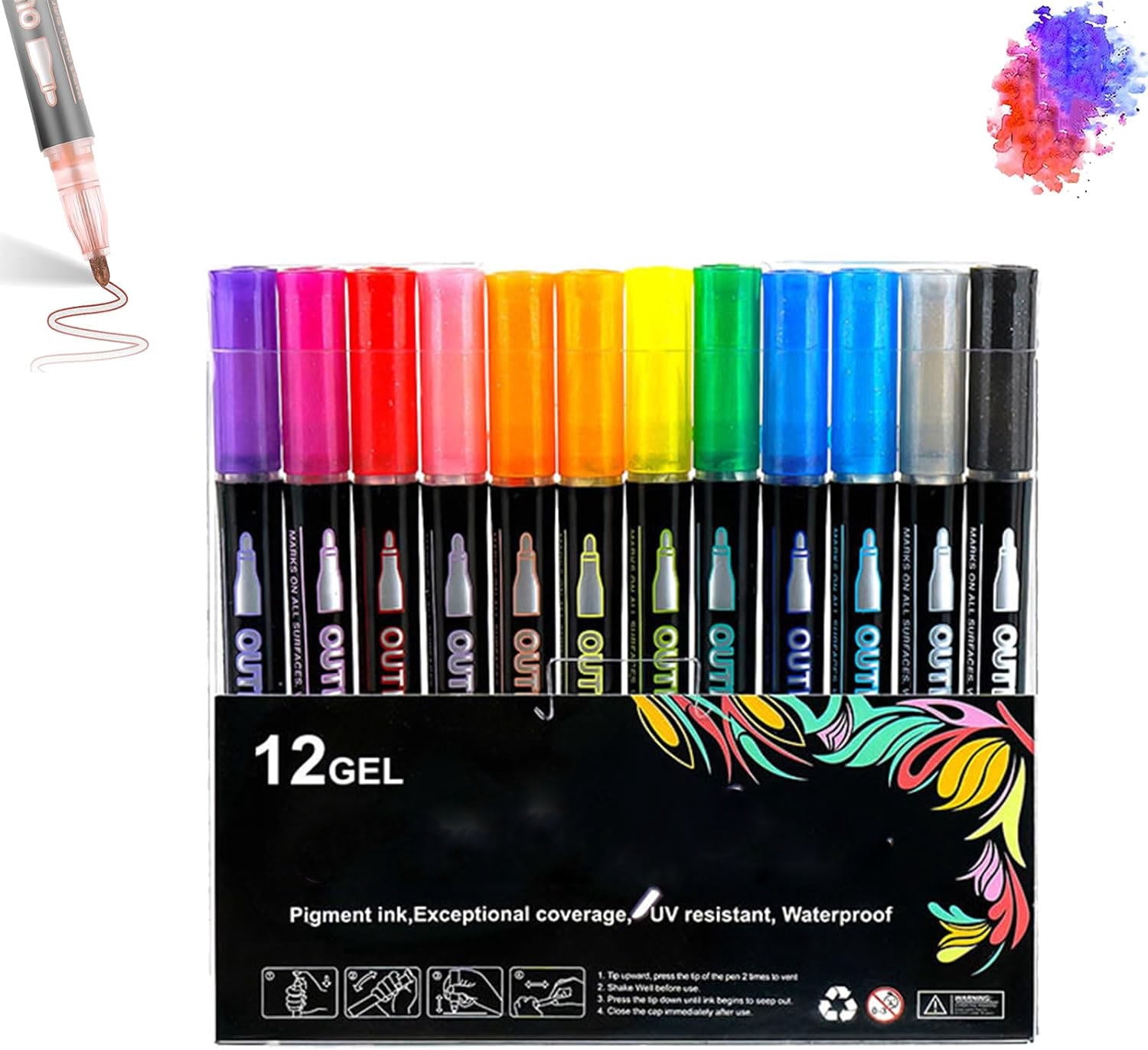 Dreamy Sparkle Dual-Line Contour Pen, Dual-Line Highlighter, Double ...