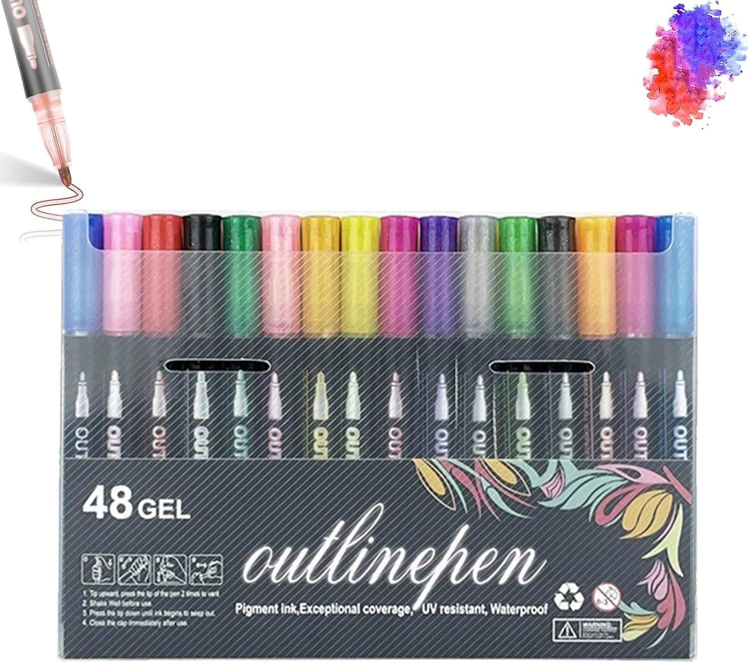 Dreamy Sparkle Dual-Line Contour Pen, Dual-Line Highlighter, Double ...