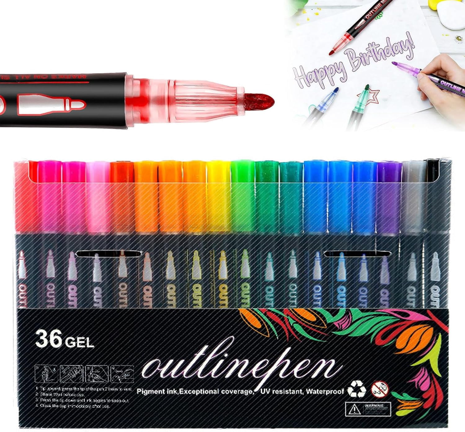 Dreamy Sparkle Dual-Line Contour Pen, Dual-Tip Marker for Artistic ...