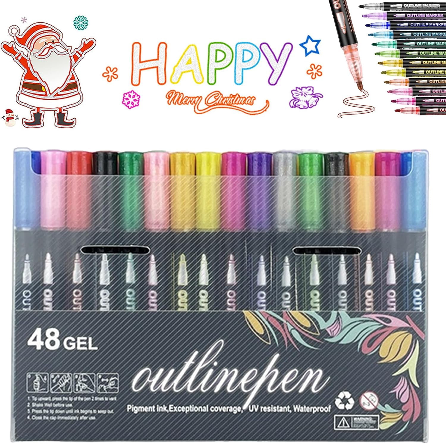 Dreamy Sparkle Dual-Line Contour Pen, Self Outline Markers with Fast ...