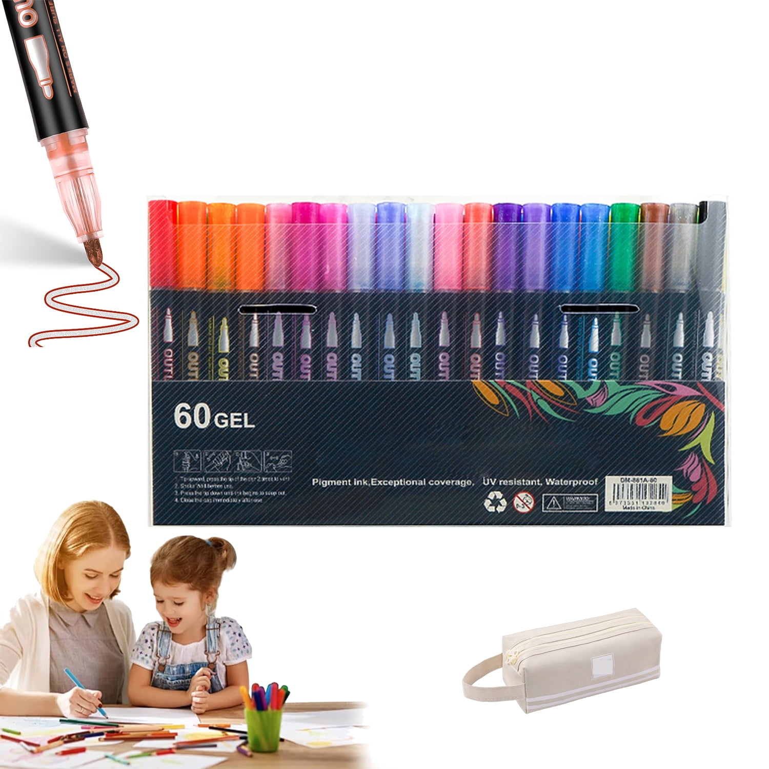 Dreamy Sparkle Dual-Line Contour Pen, Self Outlining Glitter Markers ...