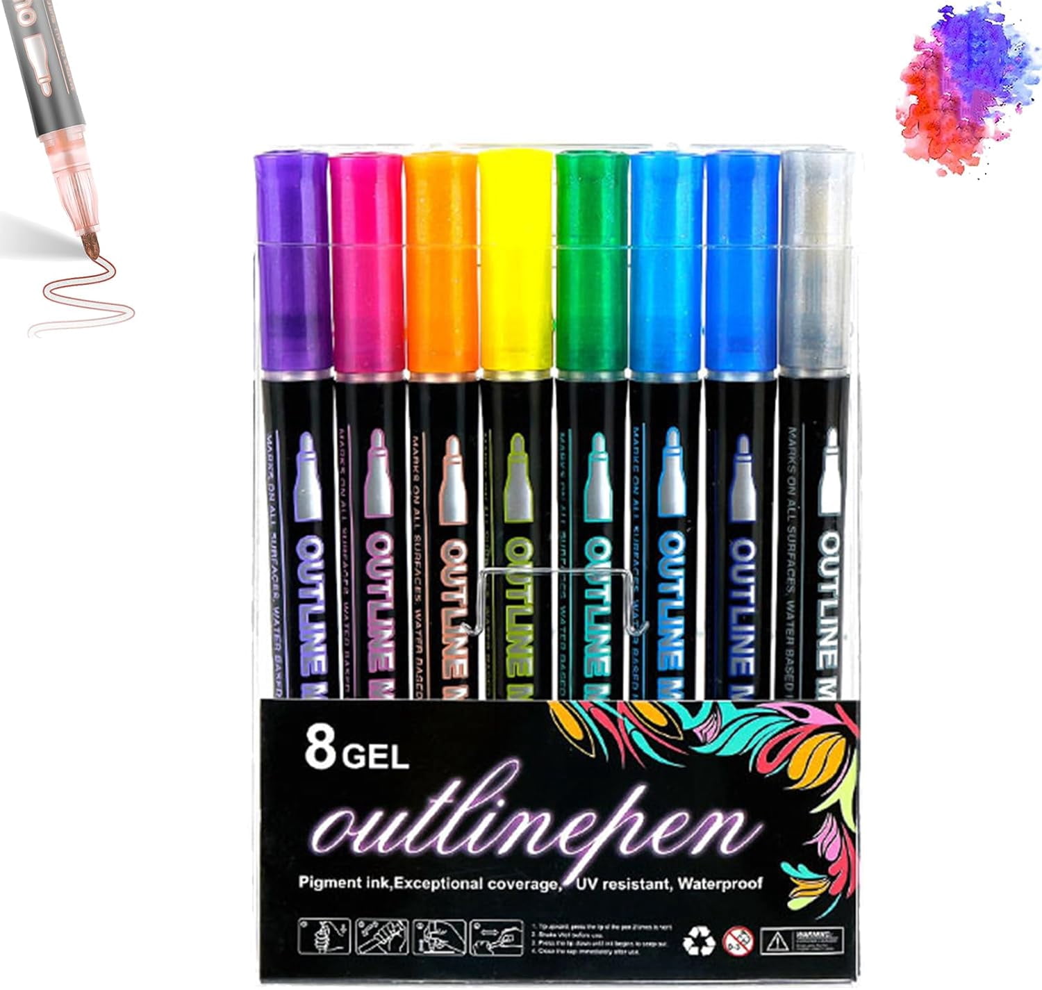 Dreamy Sparkle Dual-Line Contour Pen Set for Drawing & Crafts, Quick ...