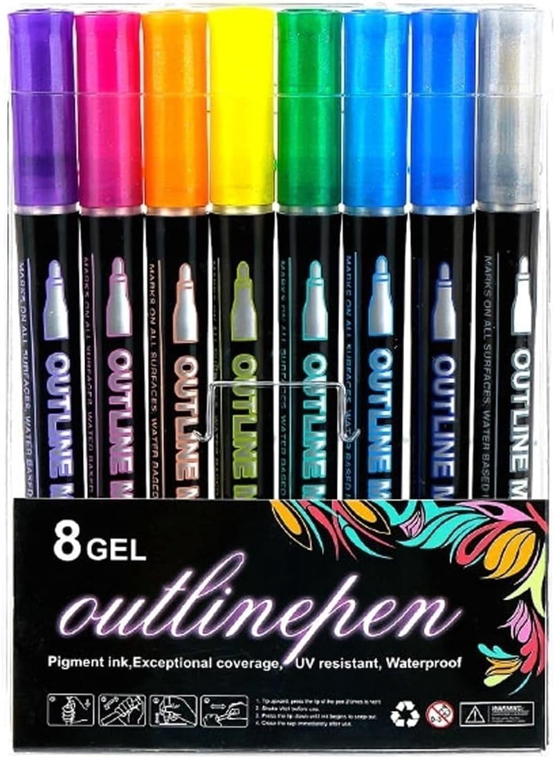 Dreamy Sparkle Dual-Line Contour Pen Set, Dreamy Sparkle Dual Pen, 8/12 ...