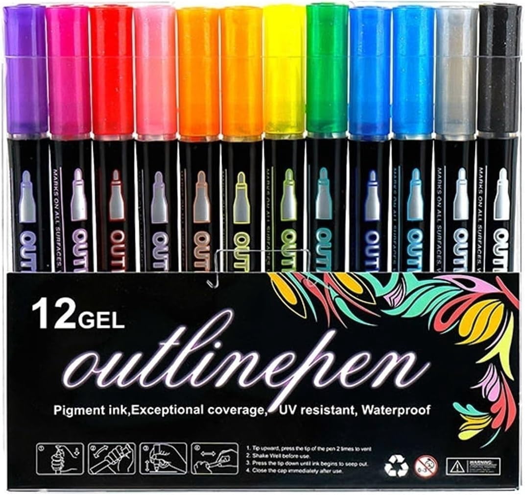 Dreamy Sparkle Dual-Line Contour Pen Set, Dreamy Sparkle Dual Pen, 8/12 ...