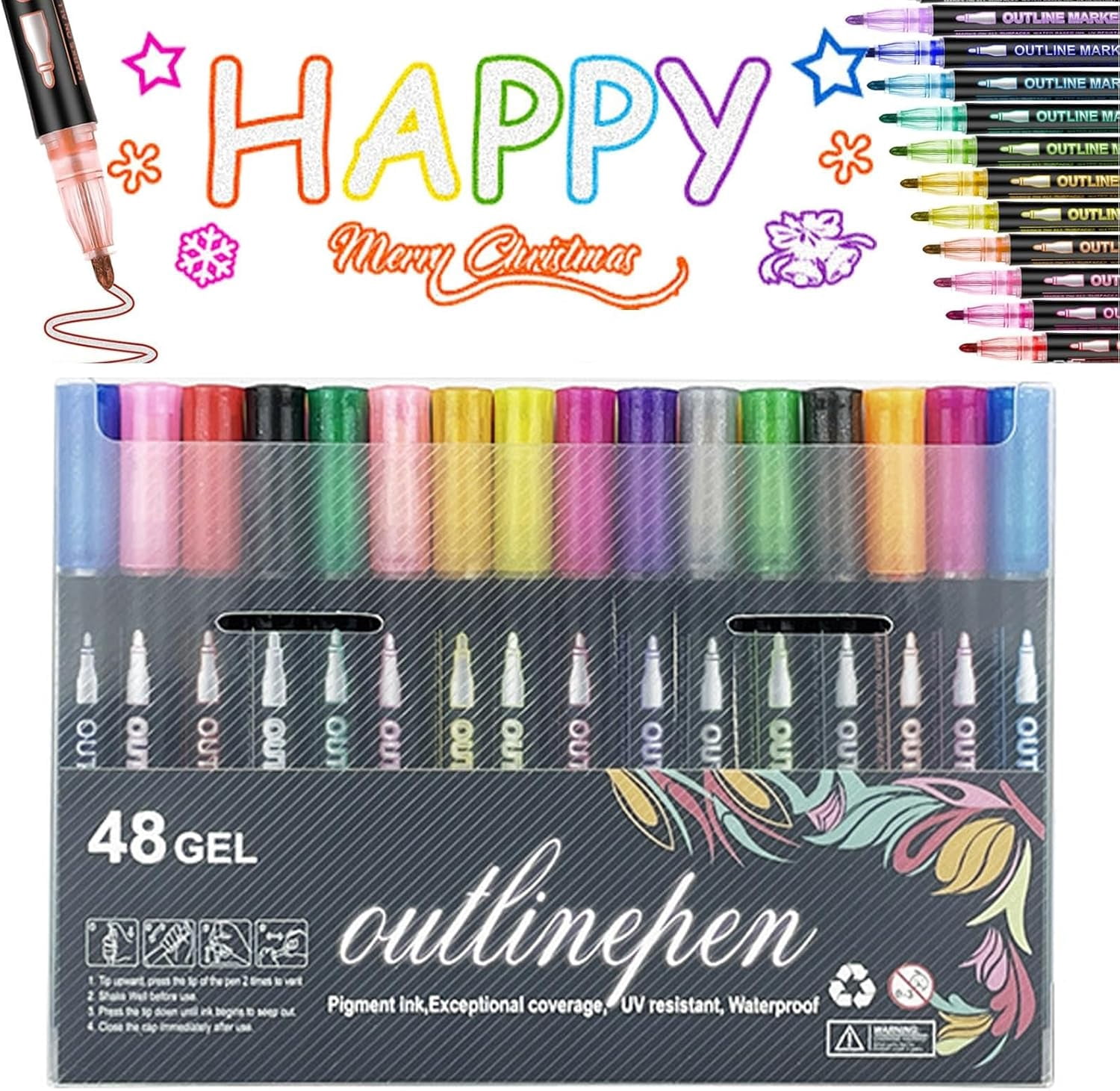 Dreamy Sparkle Dual-Line Contour Pen Set, Dreamy Sparkle Dual Pen, 8/12 ...