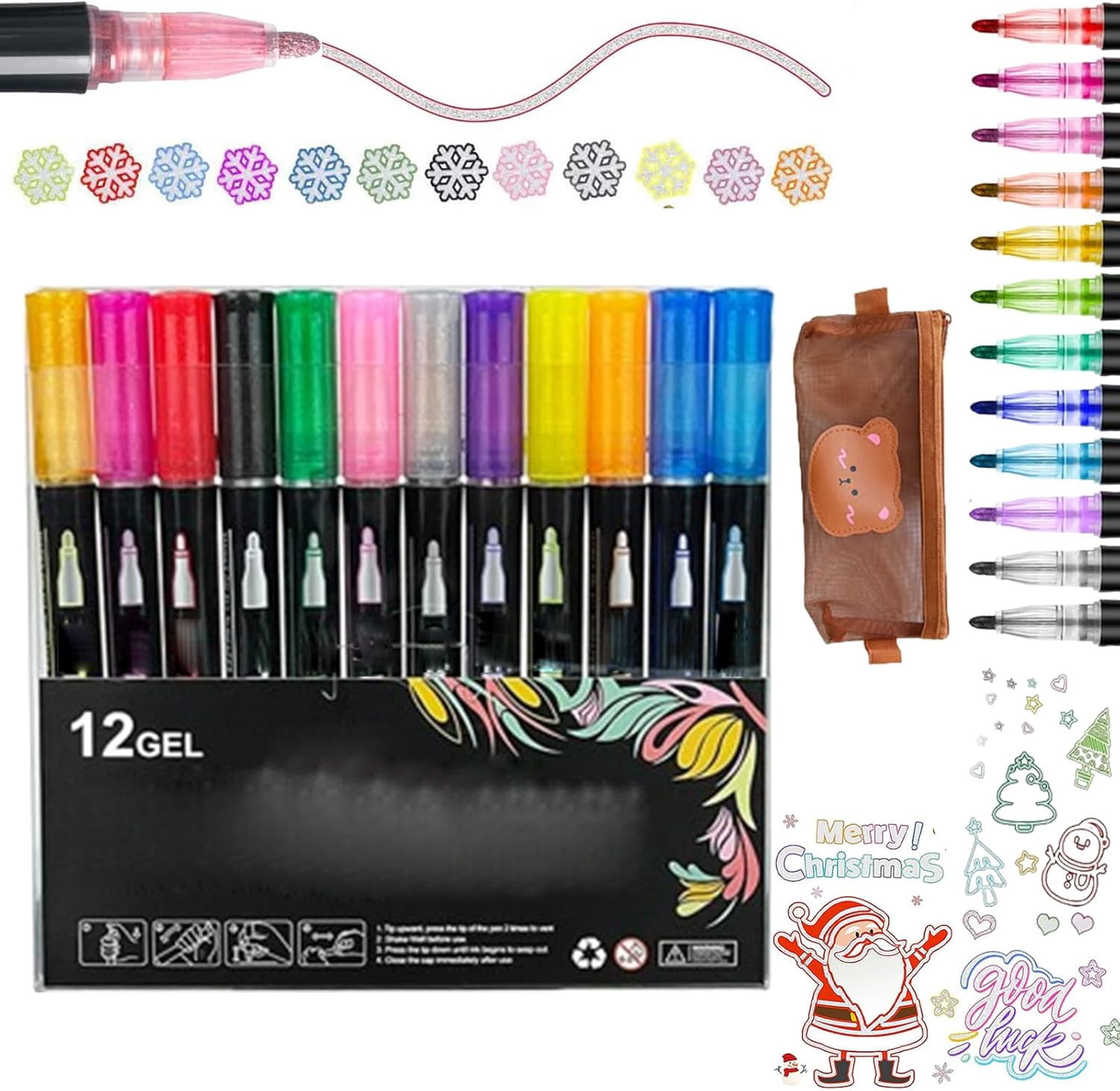Dreamy Sparkle Dual Pen, Double Line Super Squiggles Metallic Glitter ...