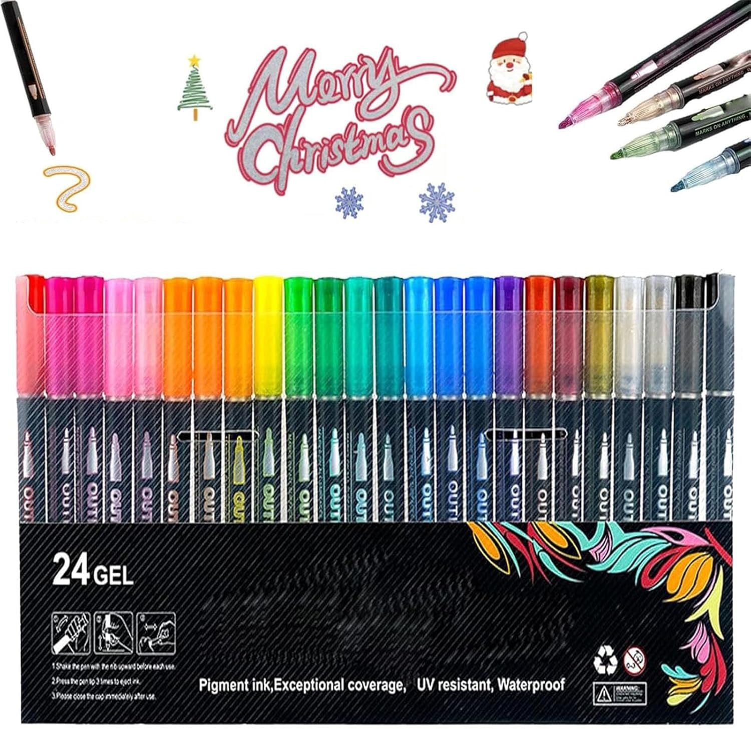 Dreamy Sparkle Dual Pen, Self Outline Markers, Fast-Drying Dual-Line ...