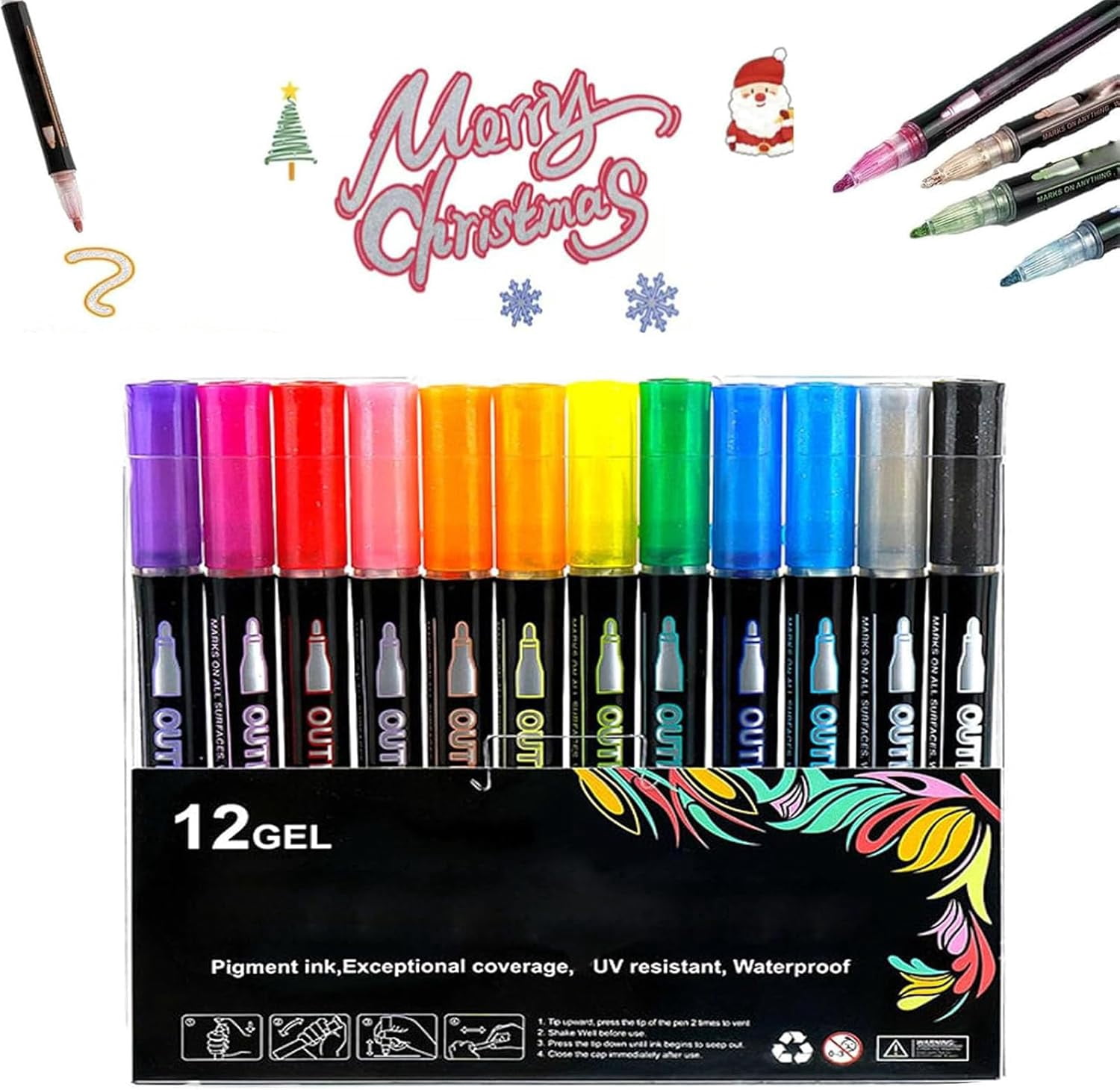 Dreamy Sparkle Dual Pen, Self Outline Markers, Fast-Drying Dual-Line ...