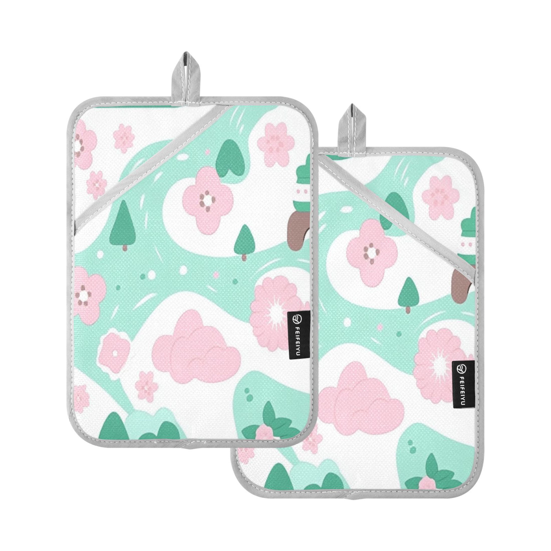 Dreamy Spring Landscape 7x9.8in Pot Holder Set Heat-Resistant Oven Hot ...