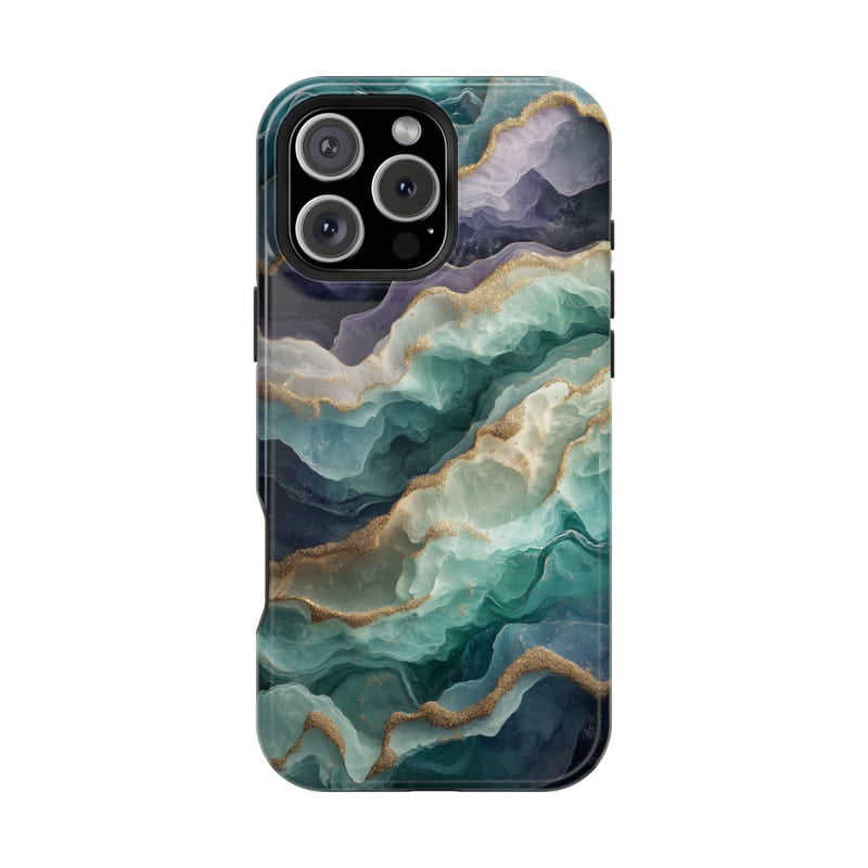 Dreamy Teal, Purple & Gold Glitter Marble Accents Case for iPhone 11,12 ...