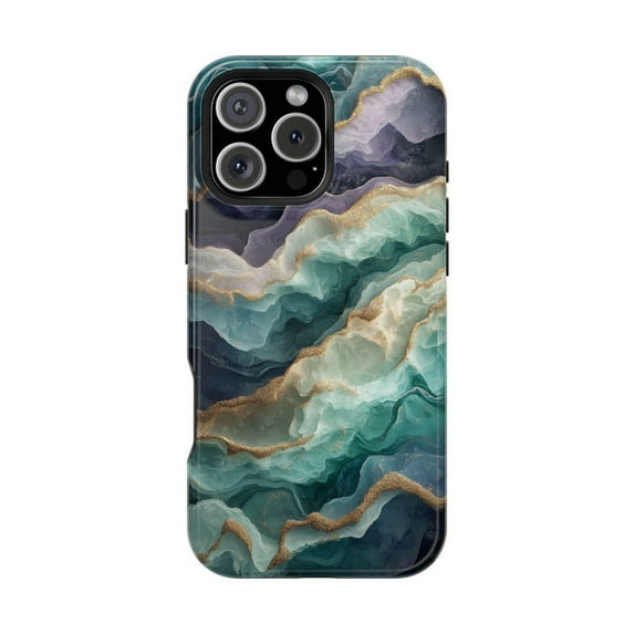 Dreamy Teal, Purple & Gold Glitter Marble Accents Case for iPhone 11,12 ...